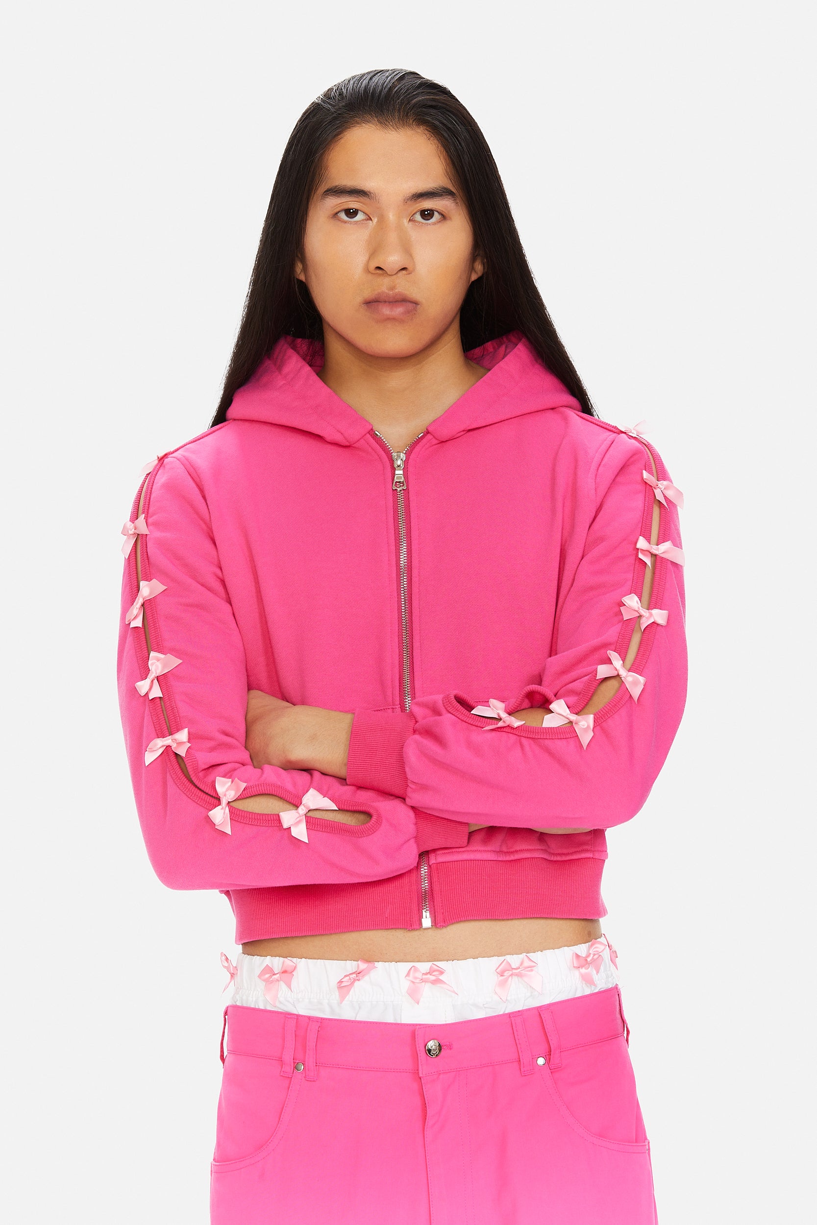 Cut Out Zip Hoodie in Pink by Marshall Columbia for Cash by Cash App ...